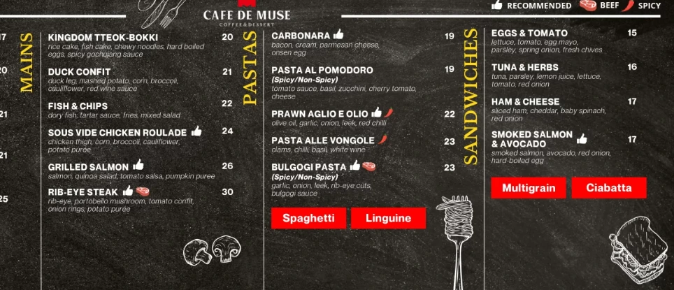 Cafe de Muse Menu & Price List Singapore Updated 2024 – SG Menuu